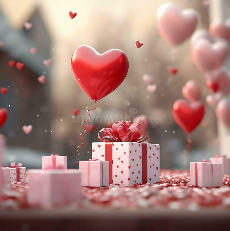 Gift Boxes with Hearts Gift Box with Heart Gift Box with Hearts Stock ...