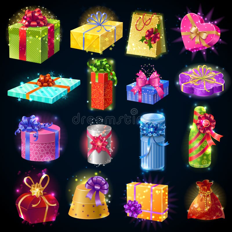 Gift Boxes Icon Set stock vector. Illustration of design - 214683617
