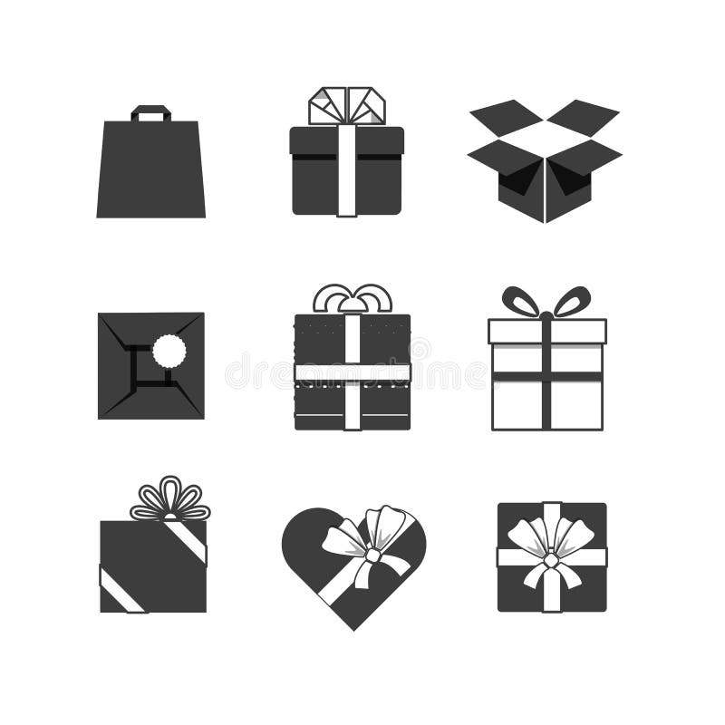 Gift Boxes Icons Collection Stock Vector - Illustration of holiday ...