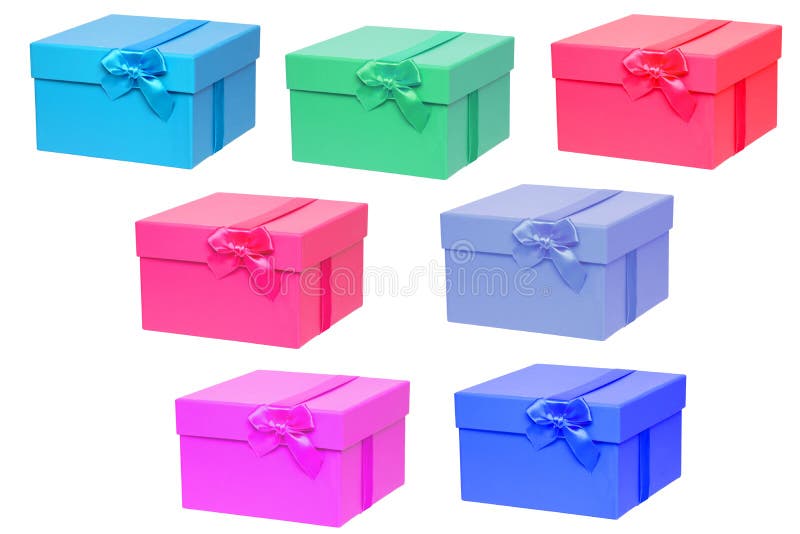 Gift Boxes Isolated. Collection Set of Various Coloured Closed ...