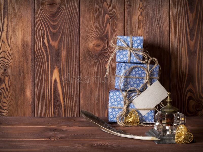 Gift Boxes Lying on the Table Stock Photo - Image of celebration, happy ...