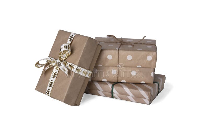 Gift Boxes Made of Eco-friendly Recycled Craft Paper. Stock Photo ...
