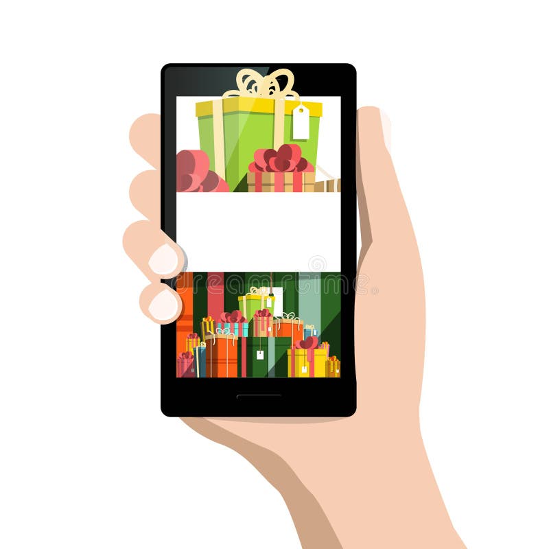 Gift Boxes on Mobile Phone stock vector. Illustration of vector - 200594098