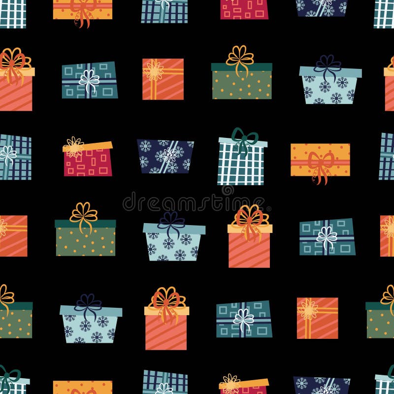 Gift Boxes. New Years Design of Fabric, Gift Paper. Seamless Pattern ...