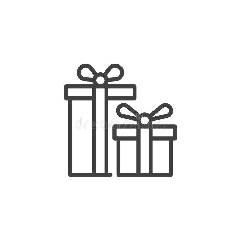 Gift boxes outline icon stock vector. Illustration of pictogram - 115448248