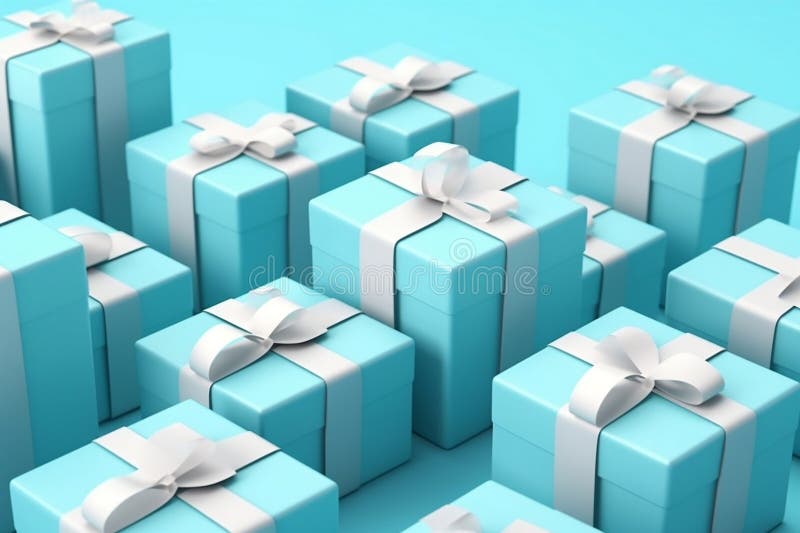 Gift Boxes Pattern on Pastel Blue Background. Generative AI Stock ...