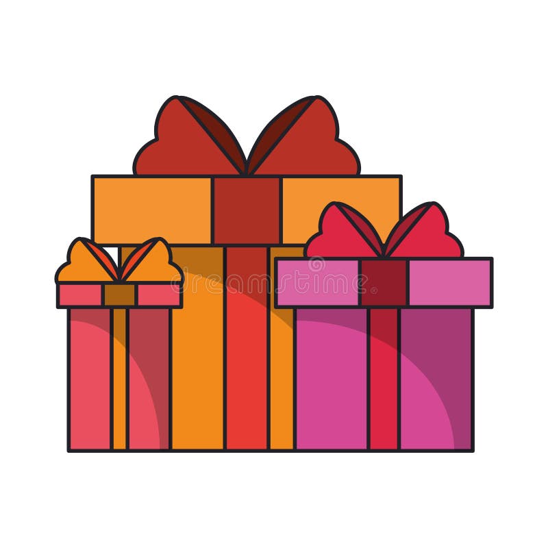 Gift Boxes Present Cartoon Isolated Stock Vector - Illustration of ...