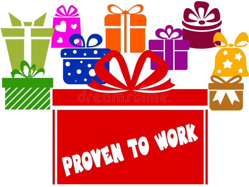 Gift Boxes with PROVEN TO WORK Text. Stock Illustration - Illustration ...