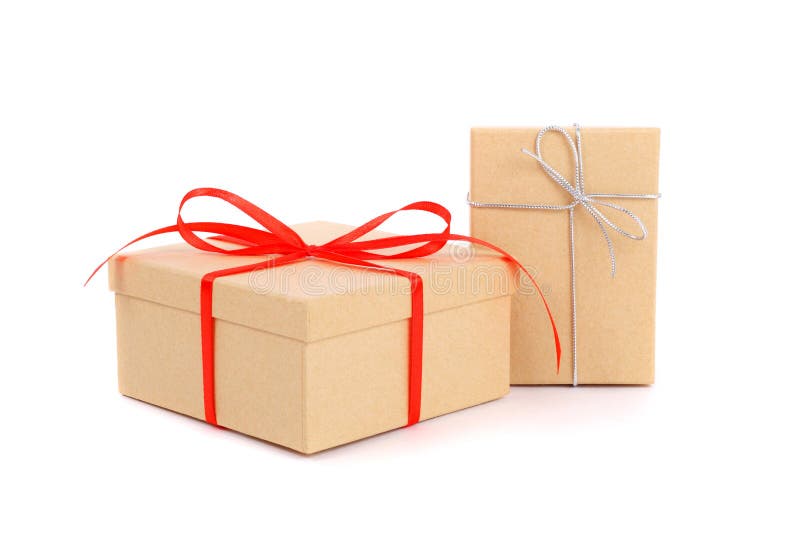 Gift Boxes Craft Paper on White Background Stock Image - Image of ...