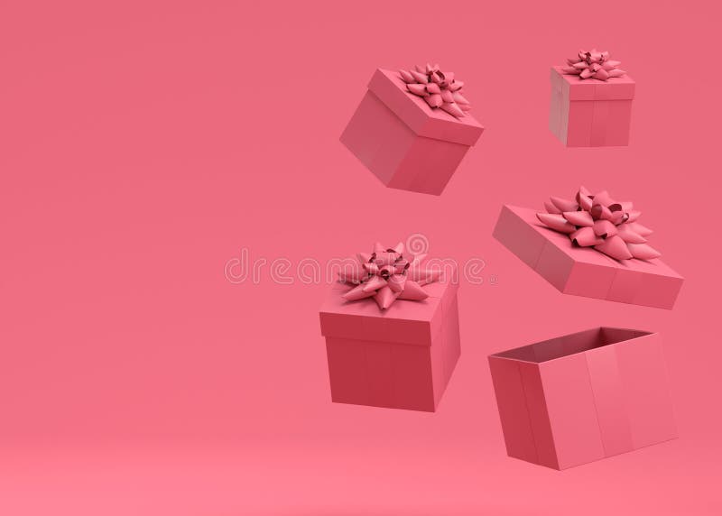 Gift Boxes with Ribbon and Bow for Christmas Flying and Falling on ...