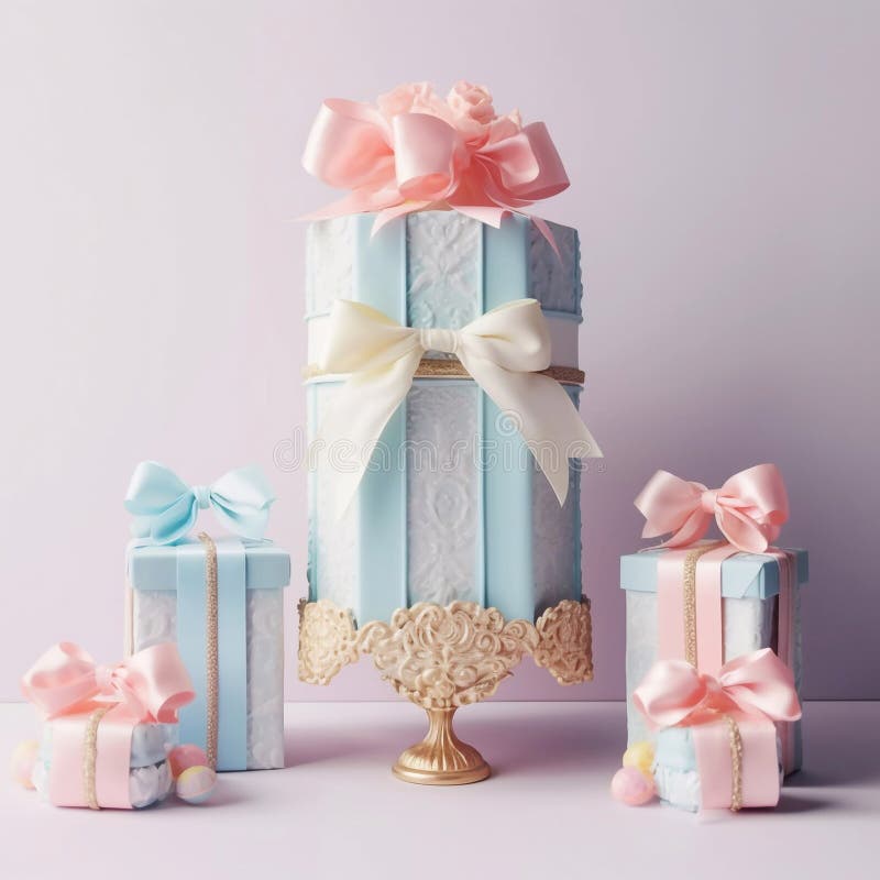 Gift Boxes with Ribbon and Bow in Pastel Colors, Shabby Chic Style ...