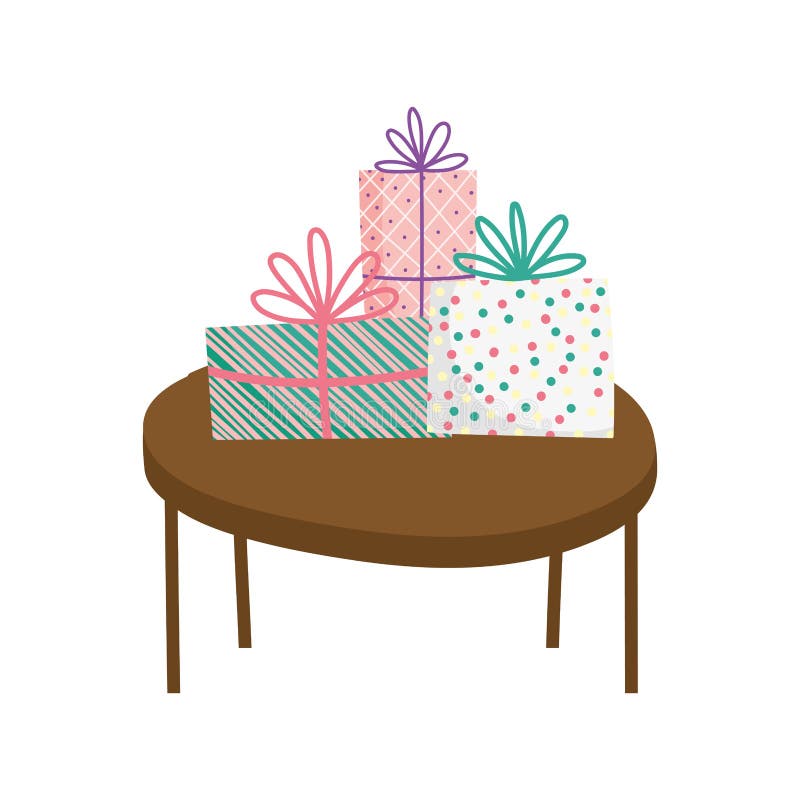 Gift Boxes on Round Table Furniture Icon Stock Vector - Illustration of ...