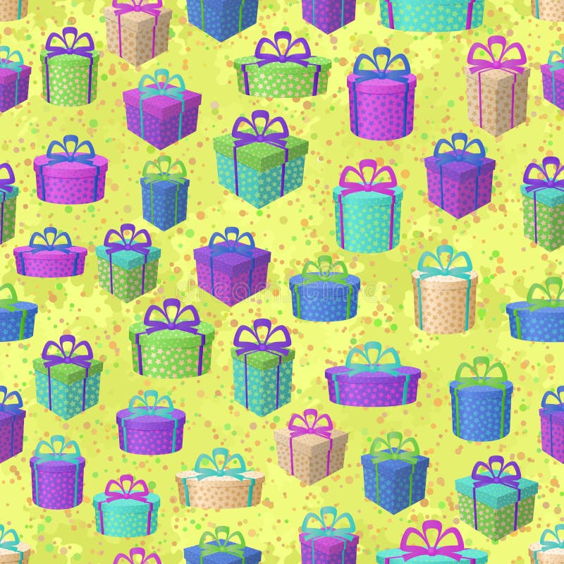 Gift Boxes, Seamless Background Stock Vector - Illustration of ribbon ...