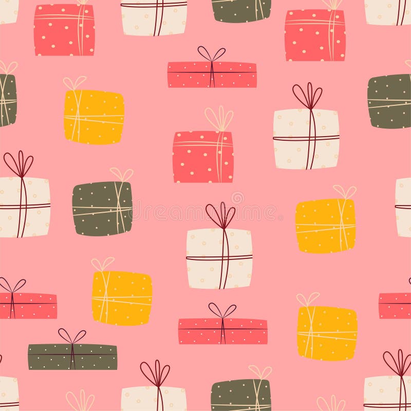 Gift Boxes Seamless Pattern. Vector Print Flat Cartoon Style Stock ...