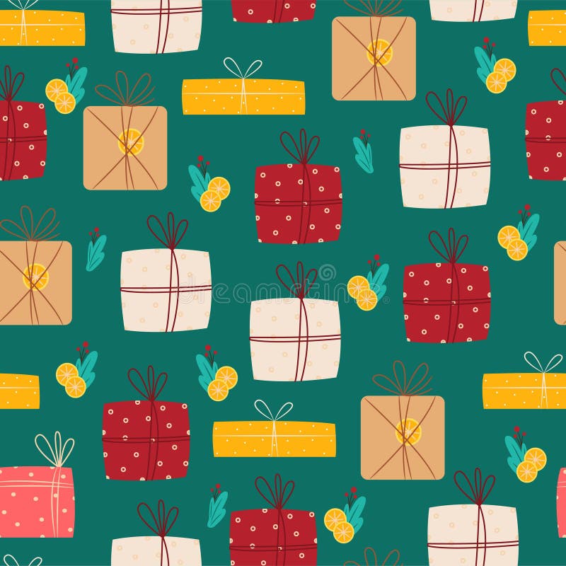 Gift Boxes Seamless Pattern. Vector Print Flat Cartoon Style Stock ...