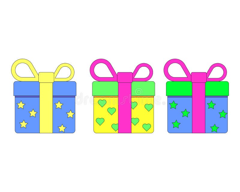 Gift Colorful Magic Boxes. Three Set. Vector Illustration Stock Vector ...