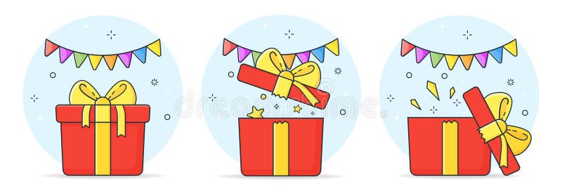 Gift Boxes. Set of Different Real Hand Drawn Boxes. a Surprise in a Box ...