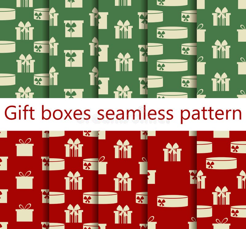 Gift Boxes Set of Seamless Patterns. Vector Stock Vector - Illustration ...