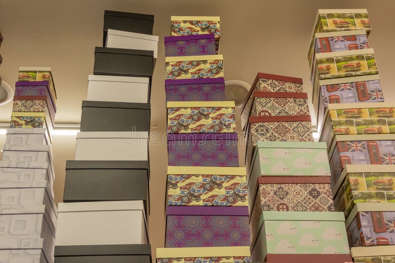 Gift Boxes on Shelves in the Store Stock Photo - Image of christmas ...