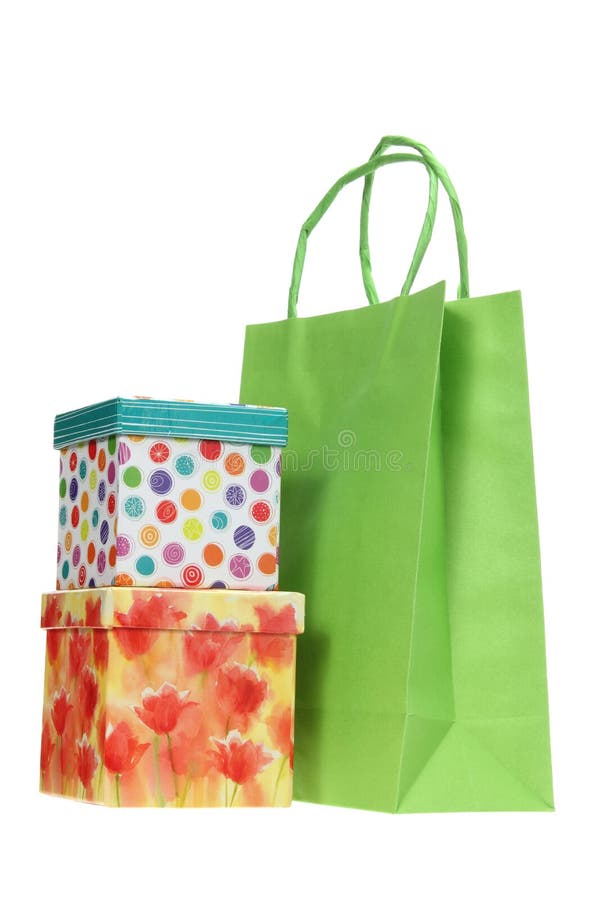 Gift Boxes and Shopping Bag Stock Image - Image of isolated, giftbag ...