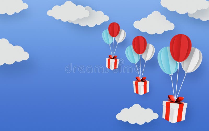 Gift boxes in the sky stock illustration. Illustration of banner ...