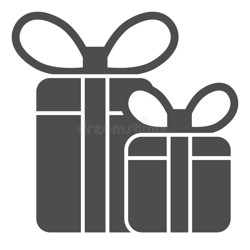 Gift Boxes Solid Icon. Two Presents with Bow Vector Illustration ...