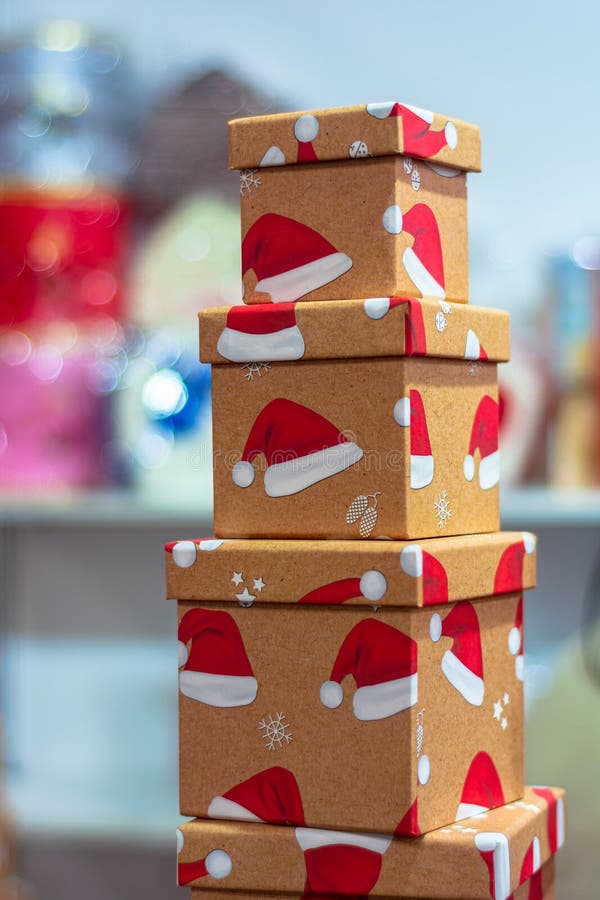 Gift Boxes Stand One on One from Large To Small Stock Photo - Image of ...