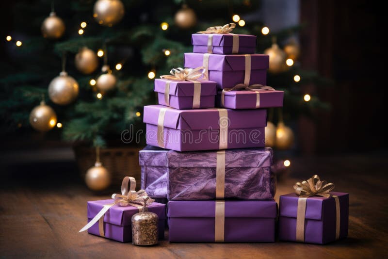 Gift Boxes Stand in a Stack Stock Photo - Image of light, concept ...