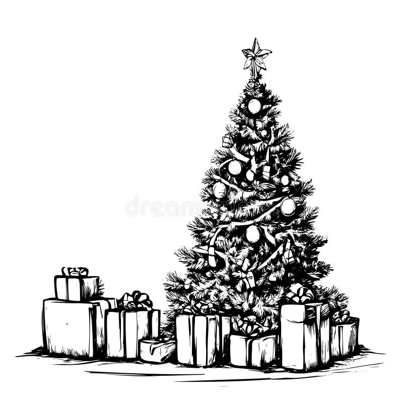 Gift Boxes Under the Tree. Christmas Tree Vector Stock Vector ...