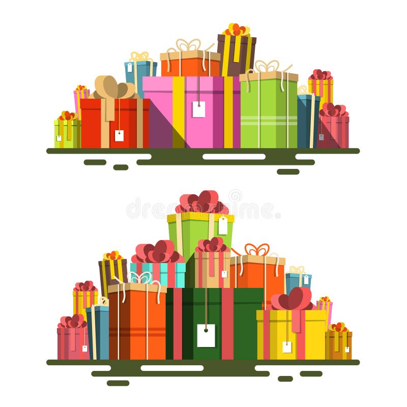 Gift Boxes. Vector Flat Design Present Box Heap. Stock Vector ...