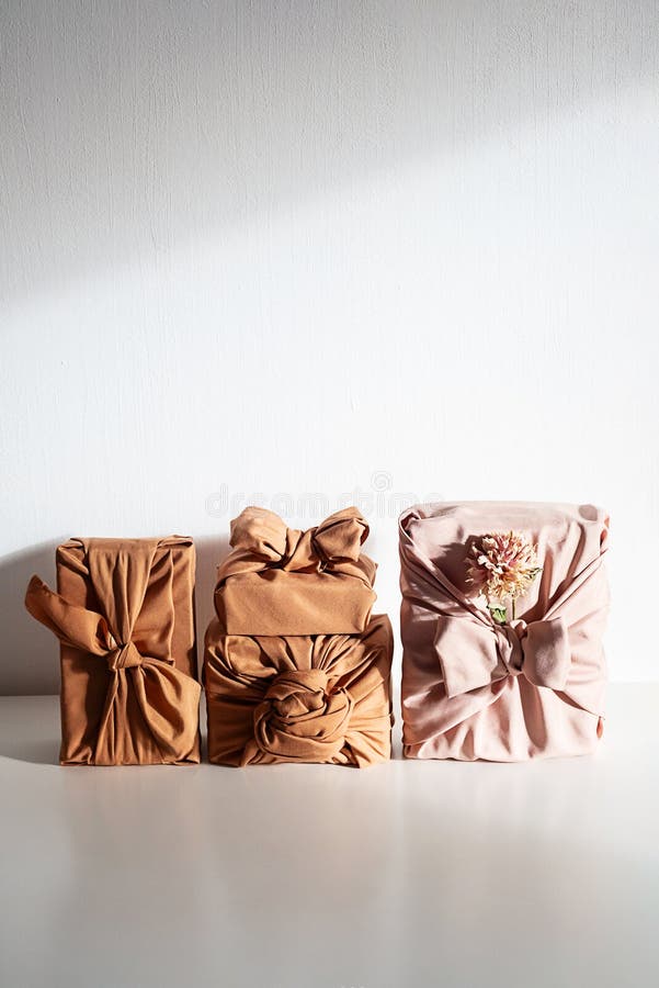 Gift Boxes Wrapped Reusable Fabric Promoting Waste Reduction ...
