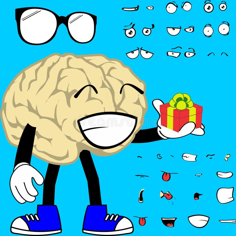 Gift Brain Cartoon Hipster Style Expressions Set Stock Vector ...