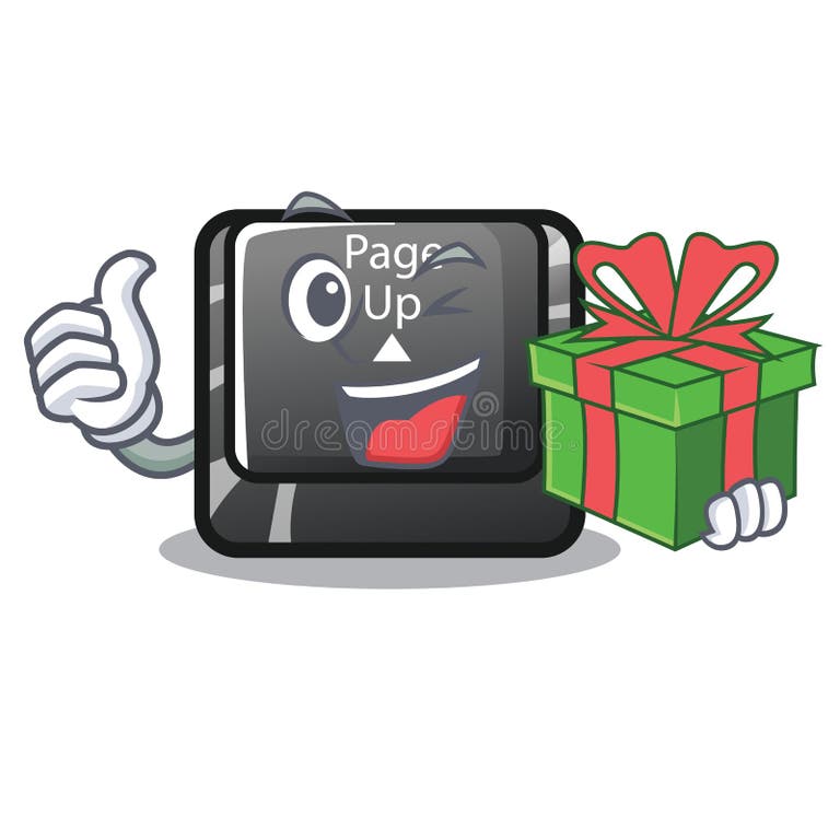 With Gift Button Page Up on Computer Cartoon Stock Vector ...