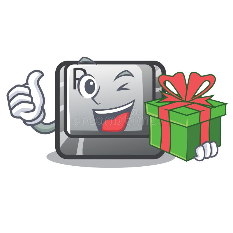 With Gift Button R in the Mascot Shape Stock Vector - Illustration of ...