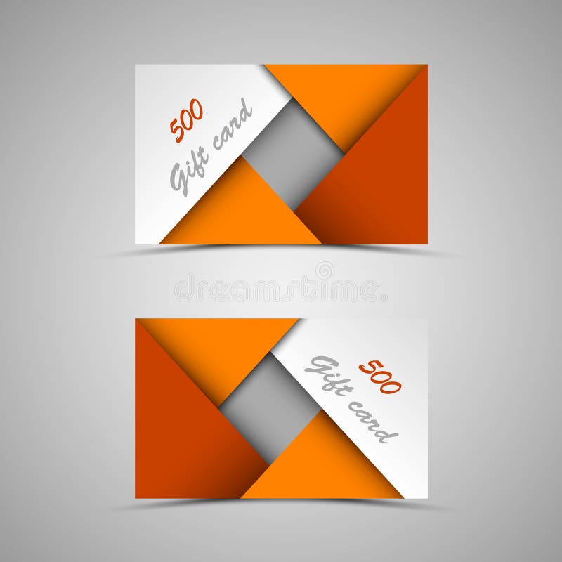 Gift Card with Abstract Orange Triangles Template Stock Vector ...