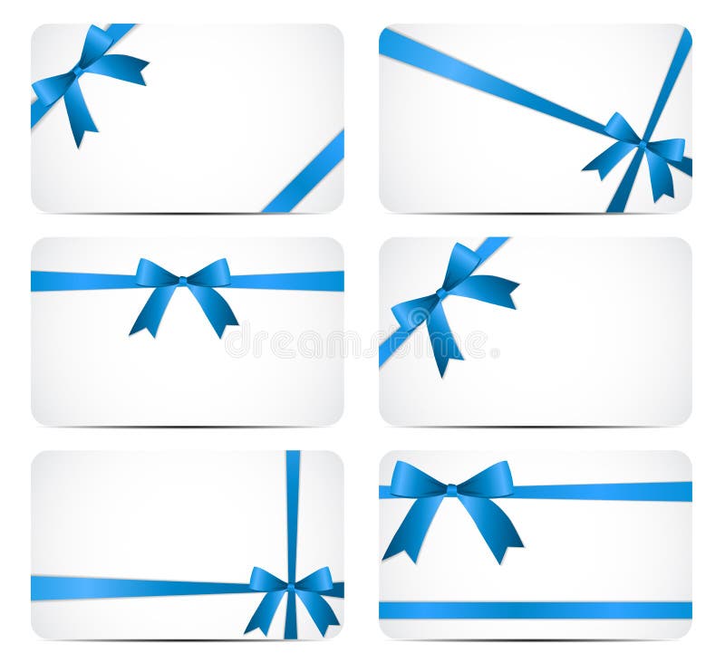 Gift Card with Blue Ribbon and Bow. Vector Illustration Stock Vector ...