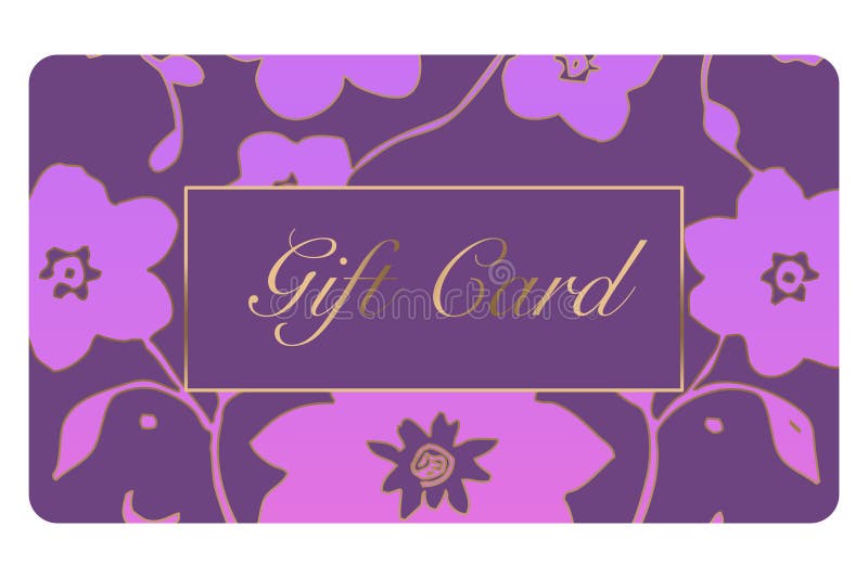 Gift Card Design. Botanical Pattern . Golden Inscription Stock ...