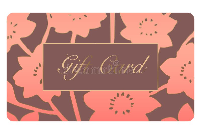 Gift Card Design. Botanical Pattern . Golden Inscription Stock ...