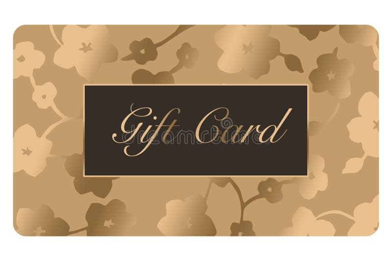 Gift Card Design. Botanical Pattern . Golden Inscription Stock ...