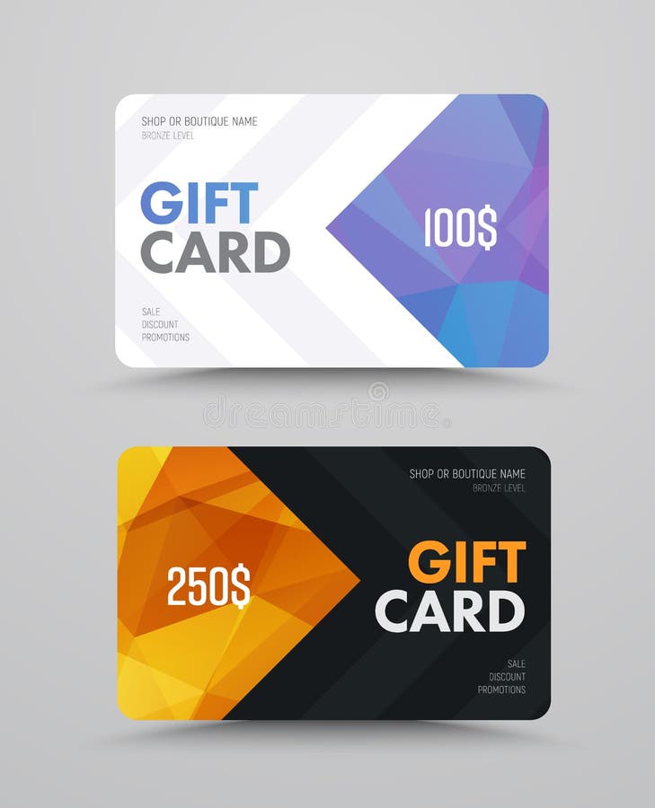 Gift Card Design with Polygonal Abstract Elements with Arrows Stock ...