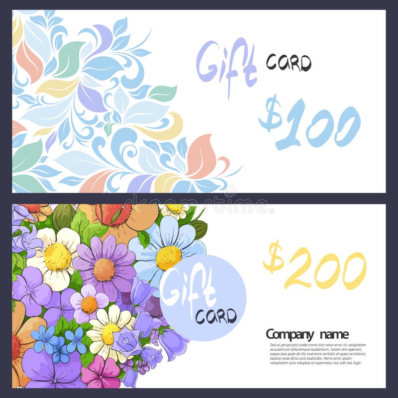 Gift Card with Elegant Patterns and Flowers Stock Vector - Illustration ...