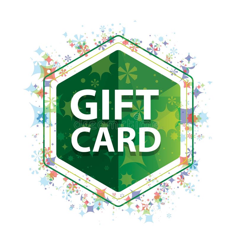 Gift Card Floral Plants Pattern Green Hexagon Button Stock Illustration ...
