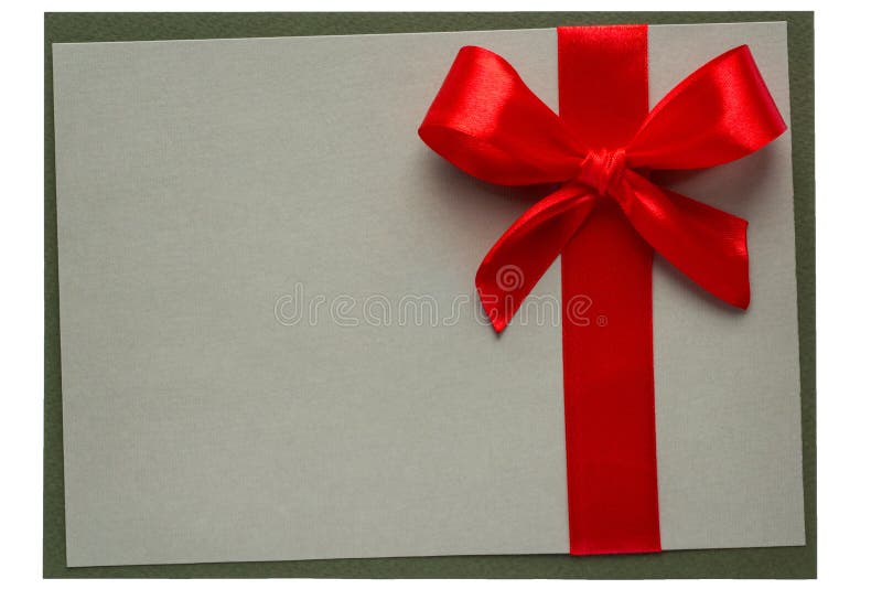 Gift Card Frame with Red Ribbon Bow Stock Photo - Image of parcel ...