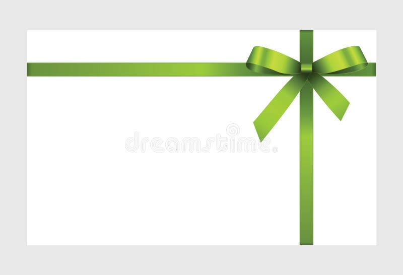 Gift Card with Green Ribbon and a Bow Stock Vector - Illustration of ...