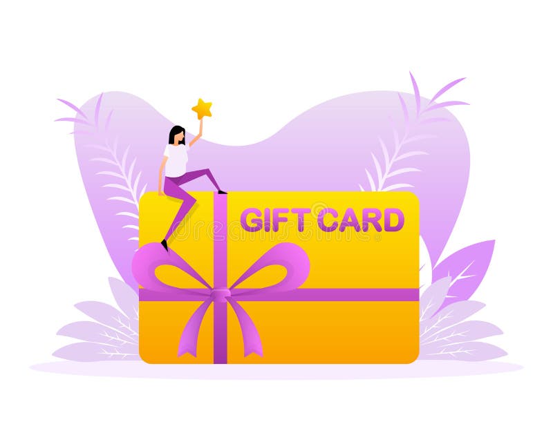 Gift Card with People. Flat Vector People Character Illustration Stock ...