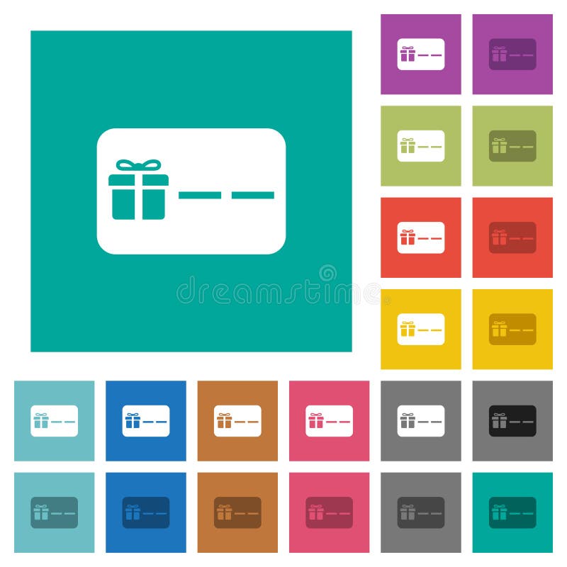 Gift Card with Placeholder Square Flat Multi Colored Icons Stock Vector ...