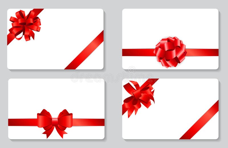 Gift Card with Bow and Ribbon Vector Illustration Stock Vector ...