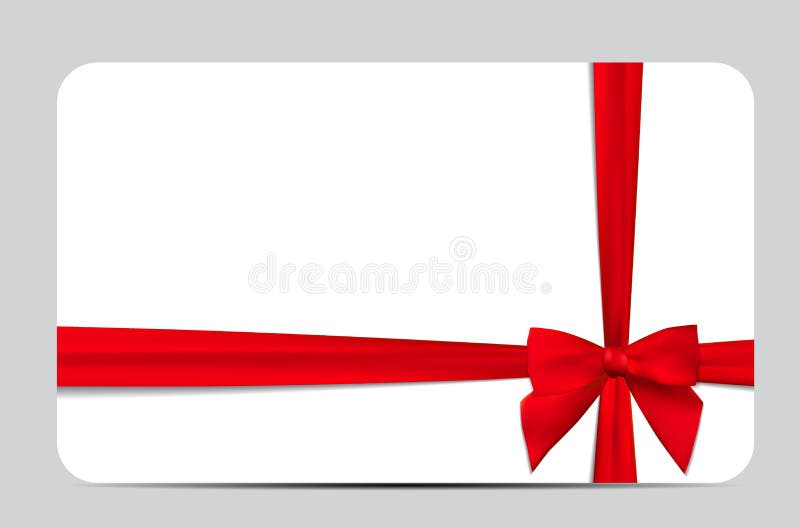 Gift Card with Red Ribbon and Bow. Vector Illustration Stock Vector ...