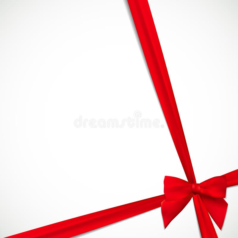 Gift Card with Red Ribbon and Bow. Vector Illustration Stock Vector ...