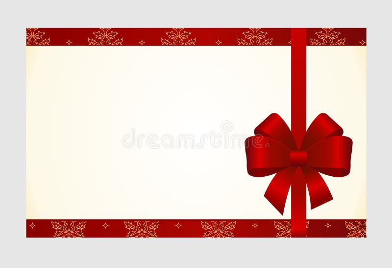 Gift Card with Red Satin Gift Bow, Has Space for Text on Background ...